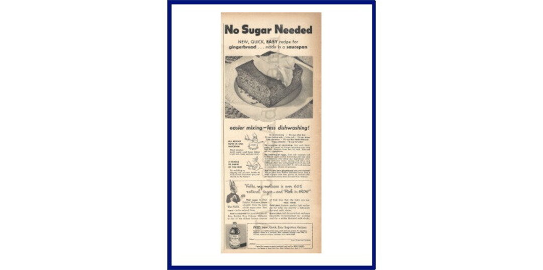 BRER RABBIT MOLASSES Original 1947 Vintage Black & White Print ...