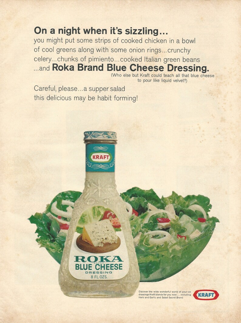KRAFT Roka Blue Cheese Dressing Original 1967 Vintage Color - Etsy