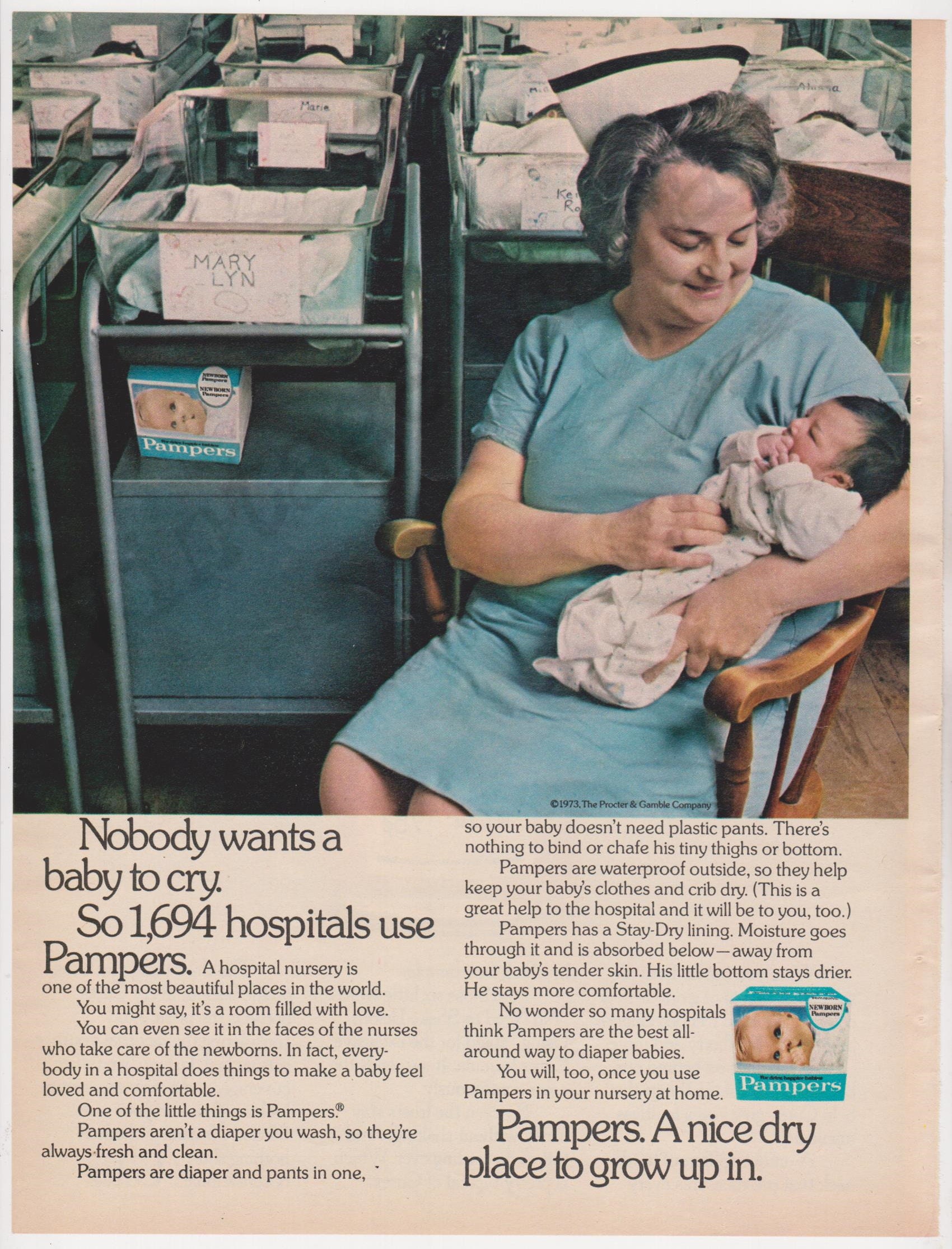 PAMPERS DISPOSABLE DIAPERS Original 1973 Vintage Color Print ...