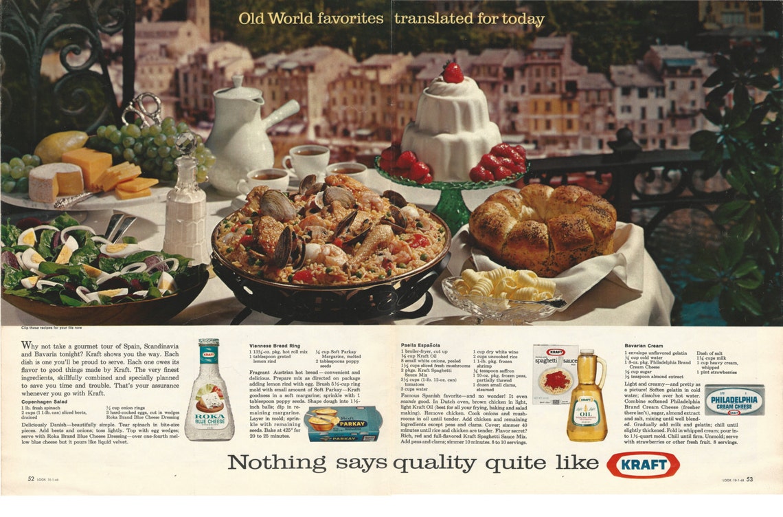 KRAFT OLD WORLD Food Original 1968 Vintage Extra Large Color Print ...