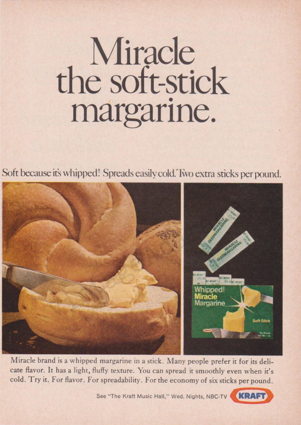KRAFT MIRACLE MARGARINE Original 1968 Vintage Color Print - Etsy