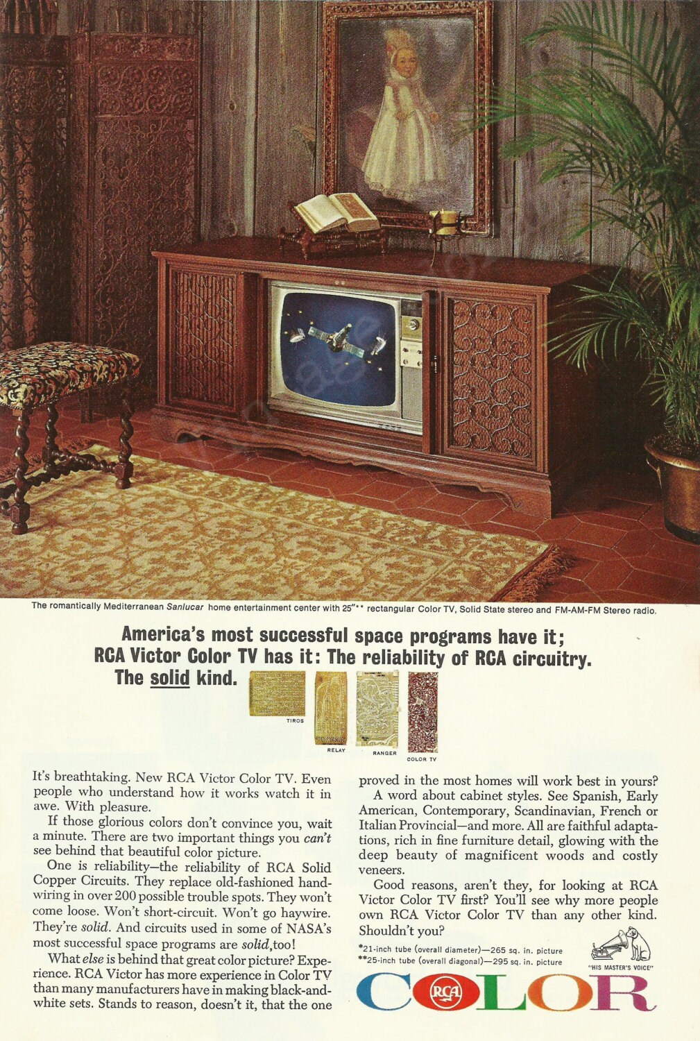 RCA Victor Color Television Original 1965 Vintage Print Advertisement ...