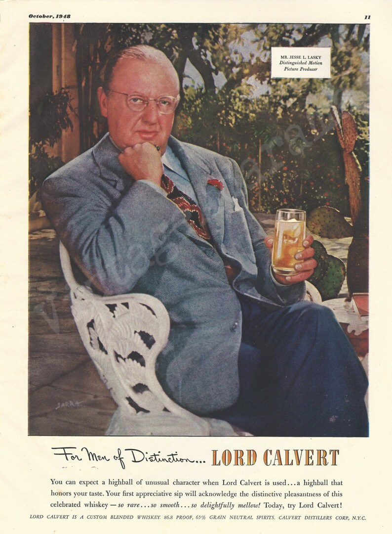 LORD CALVERT WHISKEY Original 1948 Vintage Extra Large Color | Etsy