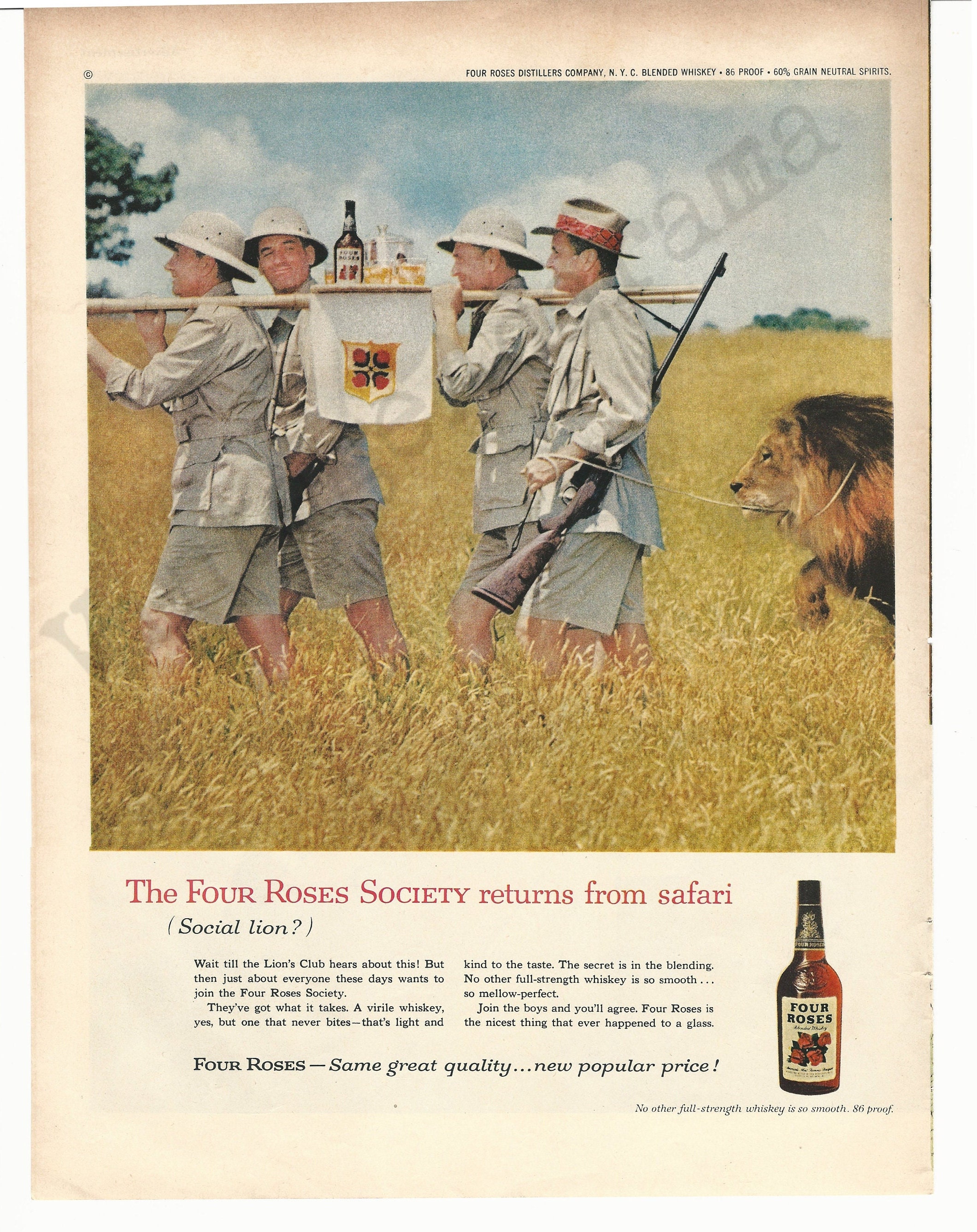 FOUR ROSES WHISKEY Original 1960 Vintage Extra Large Color Print ...