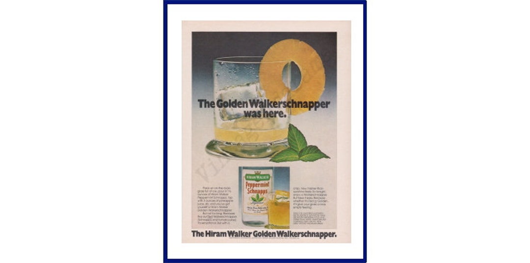 HIRAM WALKER menta schnapps original 1979 Vintage Color Print Anuncio ...