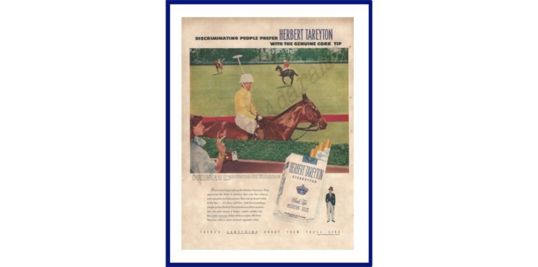 HERBERT TAREYTON CIGARETTES Original 1953 Vintage Extra Large Color ...