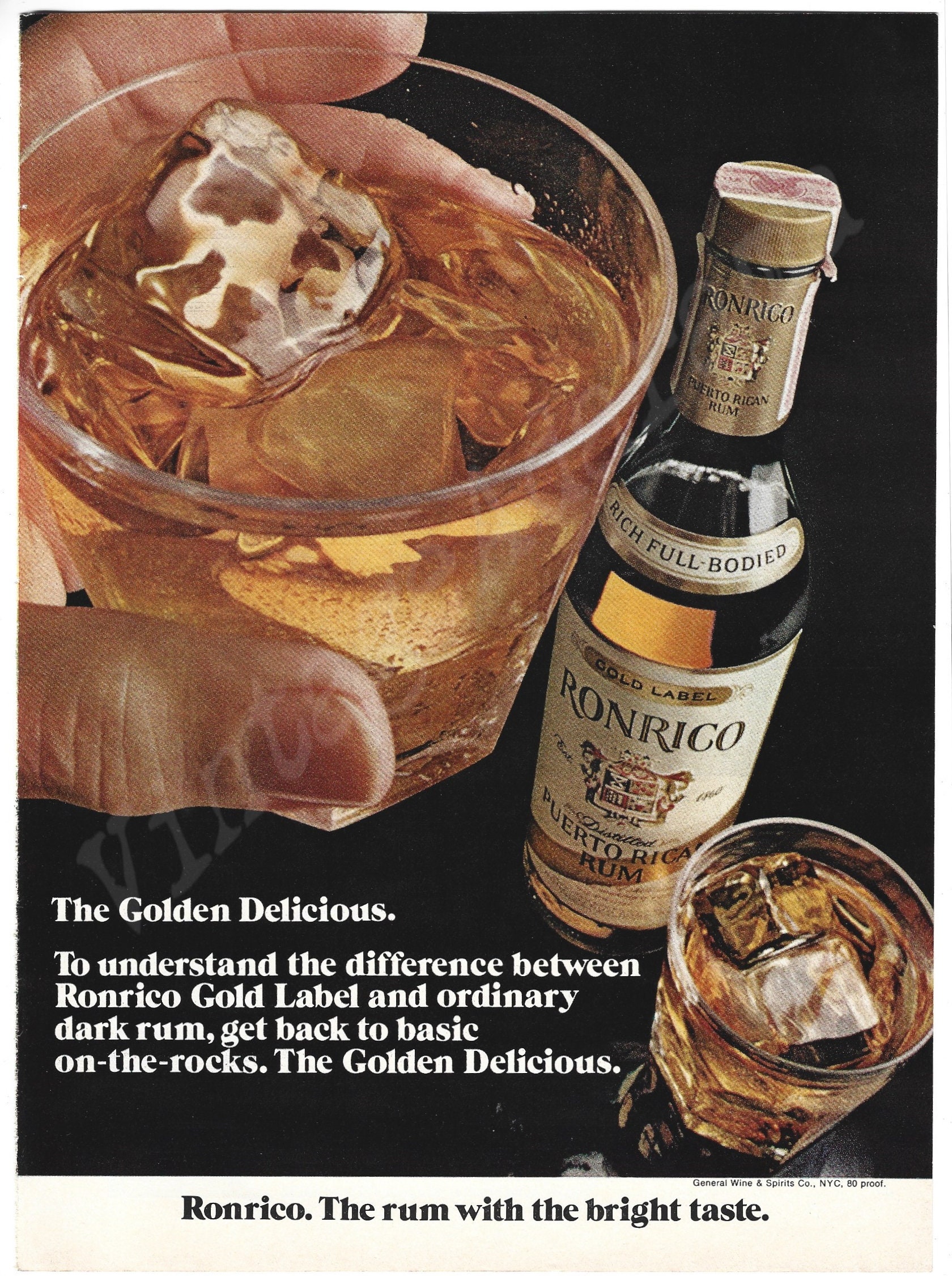 RONRICO PUERTO RICAN Gold Label Dark Rum Original 1972 Vintage Color ...