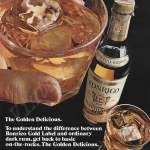 RONRICO PUERTO RICAN Gold Label Dark Rum Original 1972 Vintage Color ...