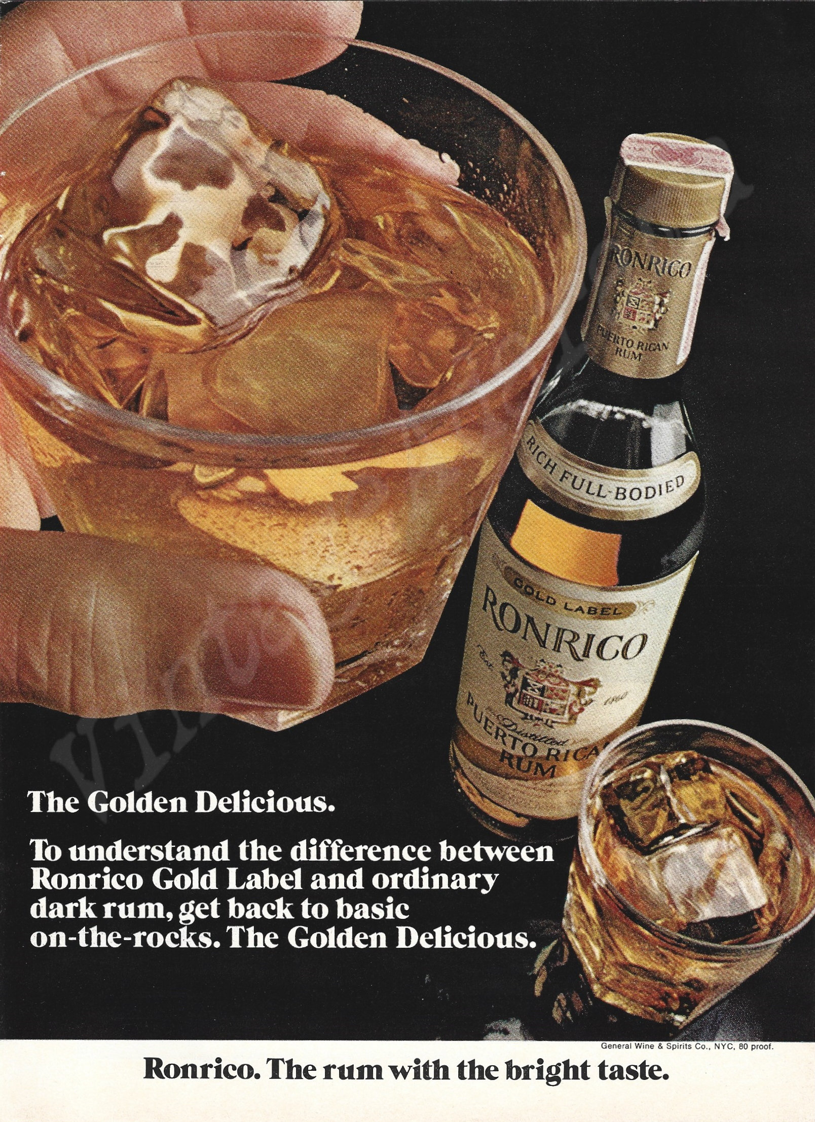 RONRICO PUERTO RICAN Gold Label Dark Rum Original 1972 Vintage Color ...