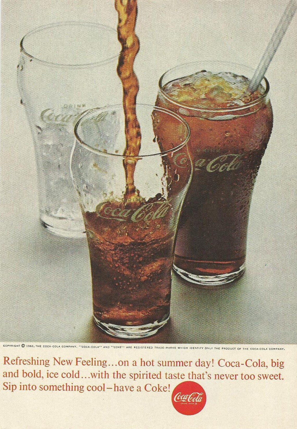 COCA COLA Original 1963 Vintage Print Ad Color Photo Iconic Coke ...