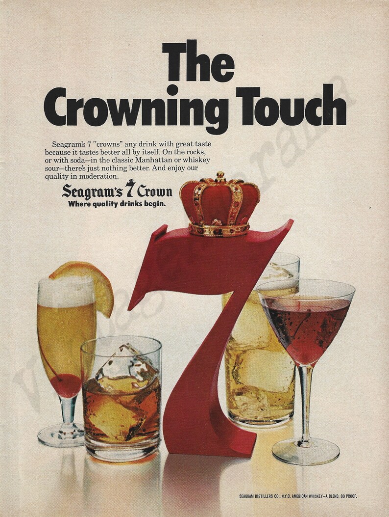 SEAGRAM'S SEVEN CROWN Whiskey Original 1979 Vintage Color Print ...