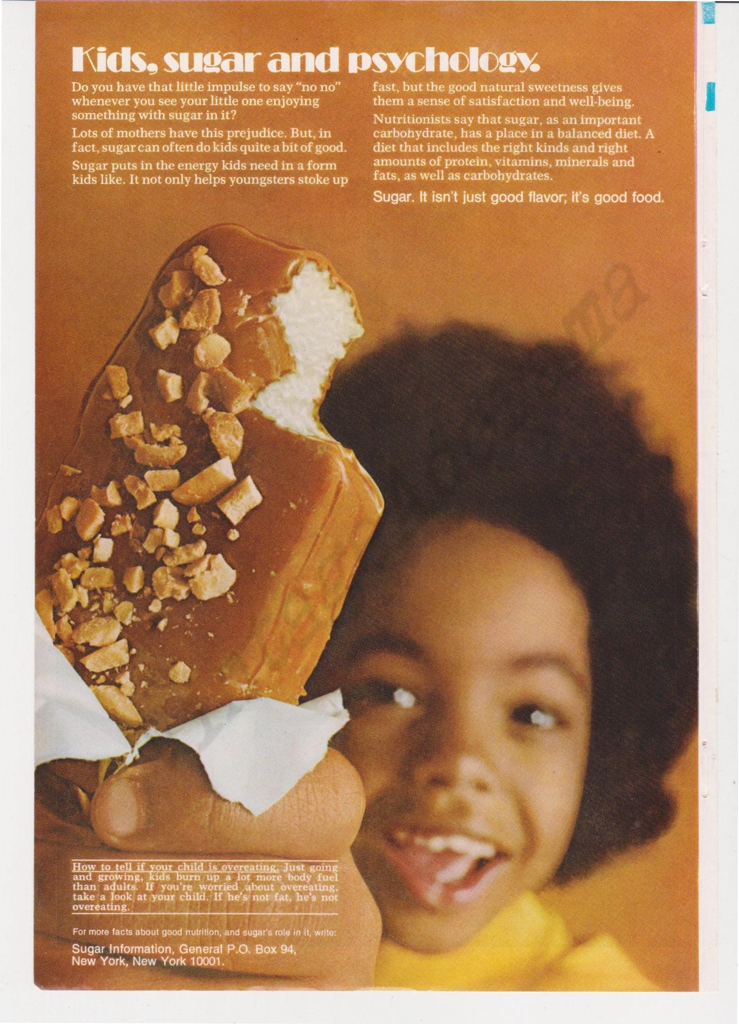 SUGAR Original 1972 Vintage Color Print Advertisement "kids, Sugar and ...
