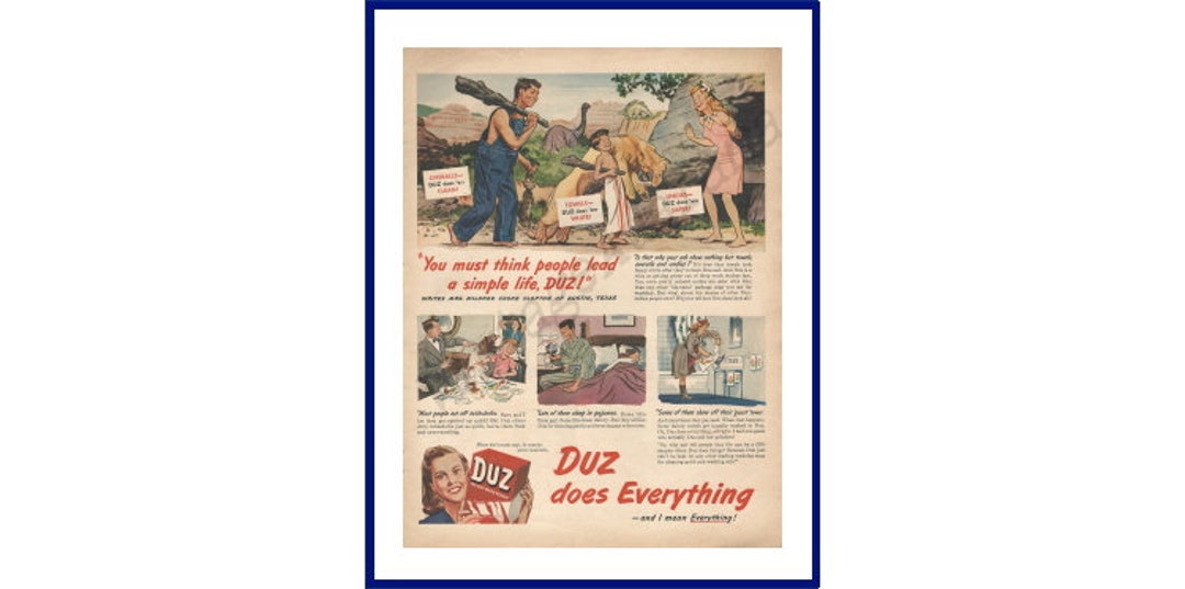DUZ LAUNDRY SOAP Original 1947 Vintage Extra Large Advertisement "you ...