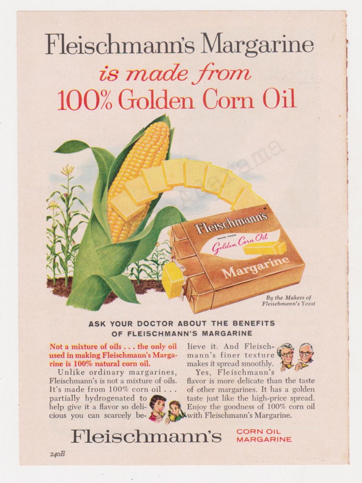 Fleischmann's Margarine Original 1961 Vintage Color Print Advertisement ...