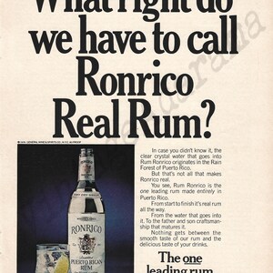 RONRICO PUERTO RICAN White Label Rum Original 1975 Vintage Color Print ...