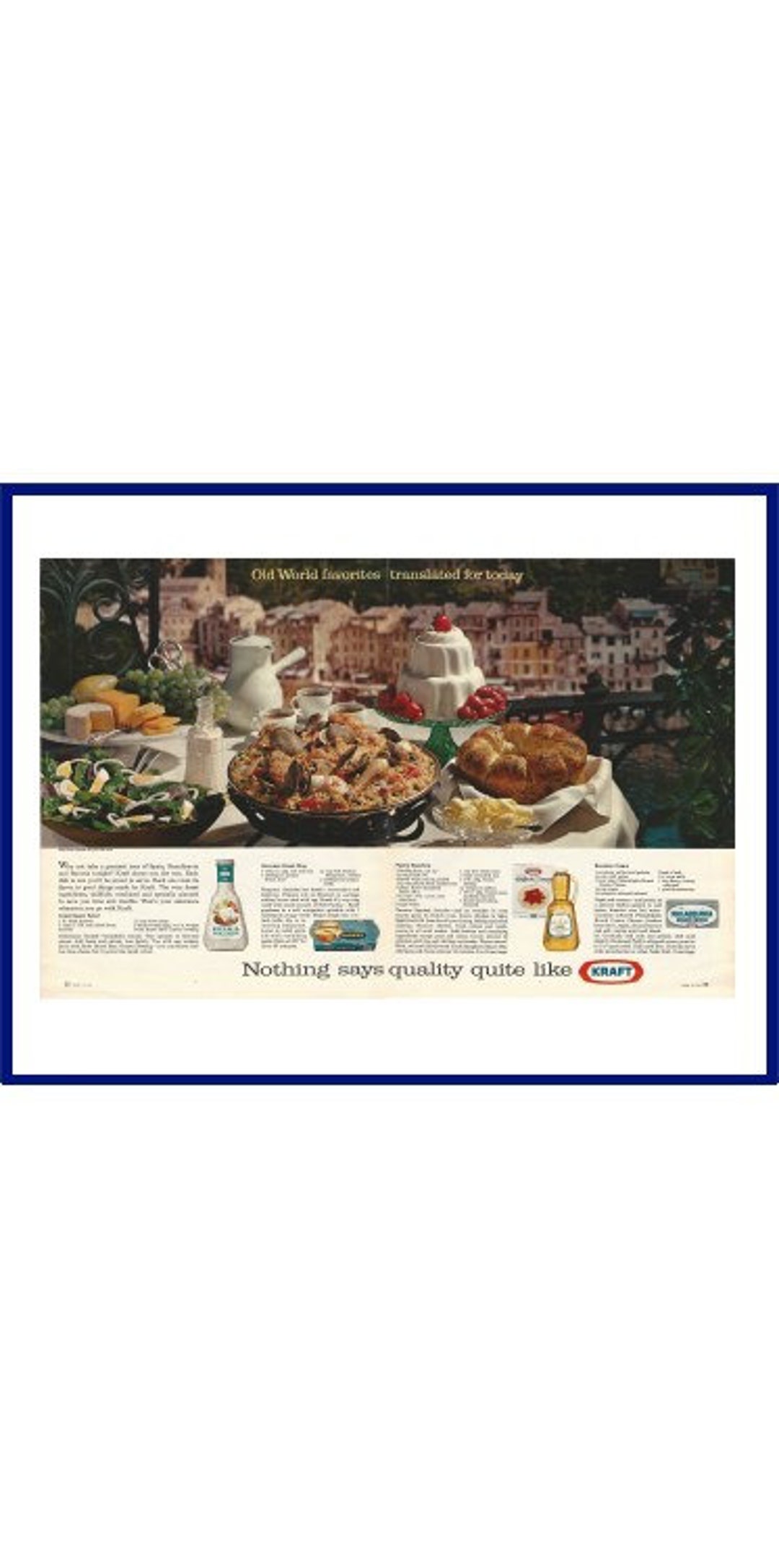 KRAFT OLD WORLD Food Original 1968 Vintage Extra Large Color Print ...