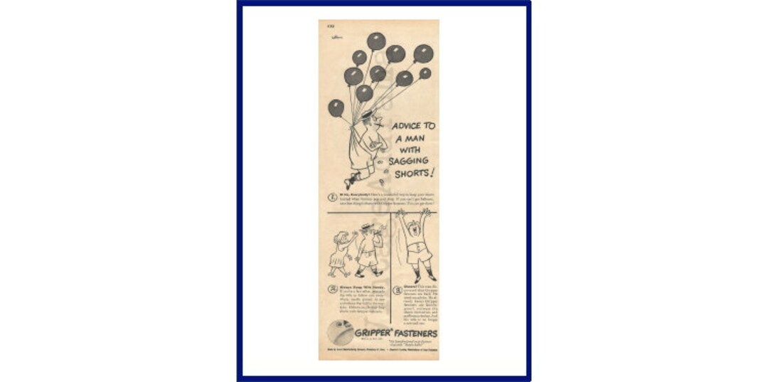 Funny / Humorous GRIPPER FASTENERS Original 1948 Vintage Black & White ...