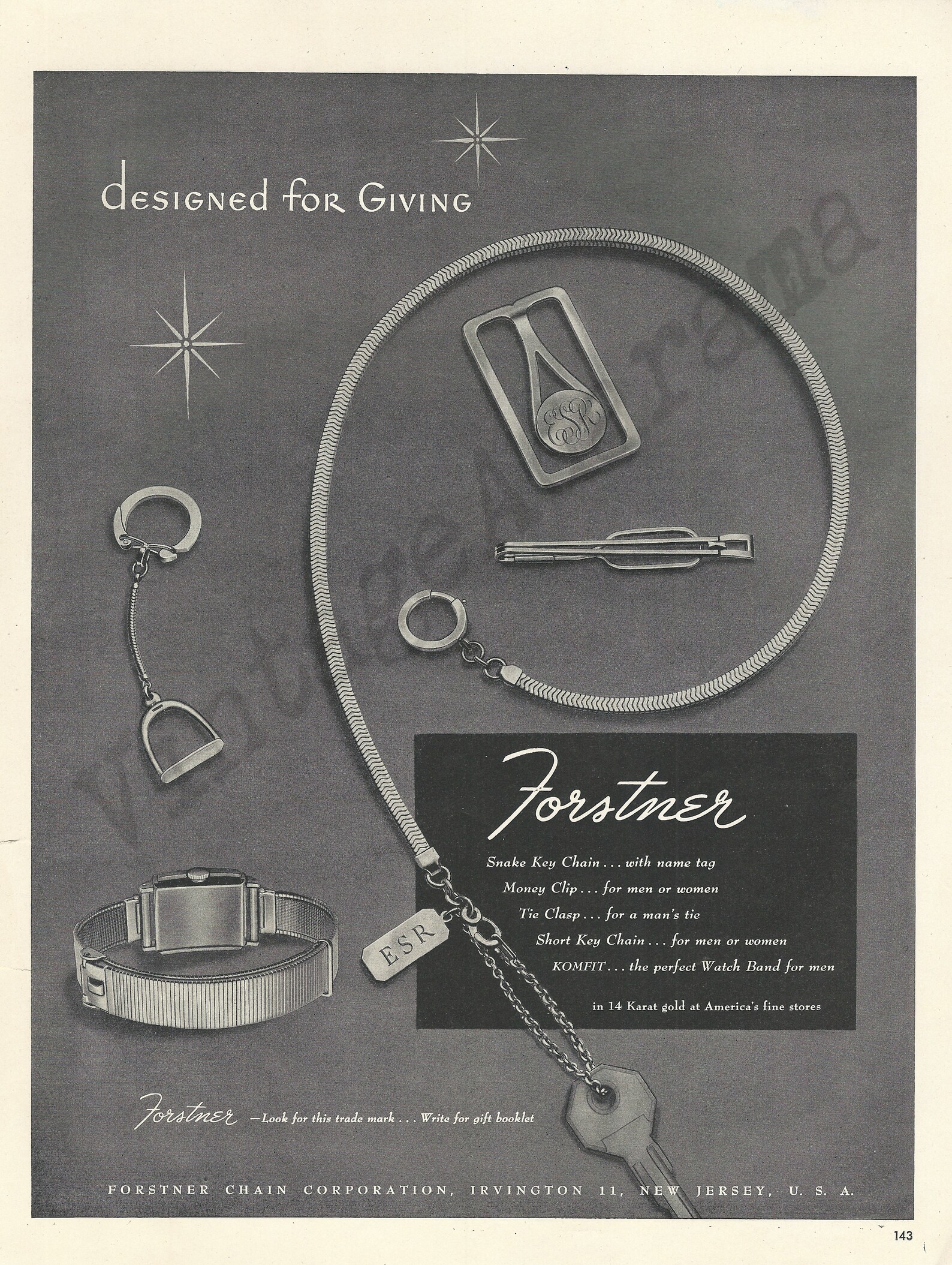 FORSTNER CHAIN CORPORATION Original 1946 Vintage Extra Large Print ...