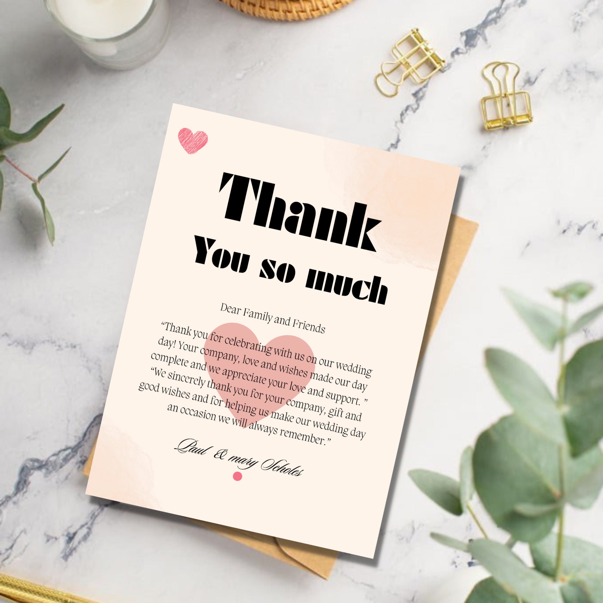 APPRECIATION CARD WEDDING Thank You Card Gratitude Card - Etsy