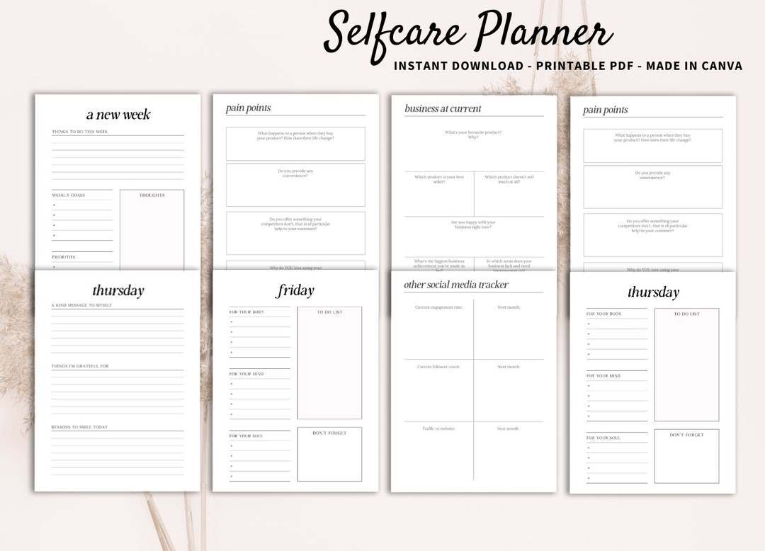 Self-care Planner Printable | Self-love Journal | Mental Health ...