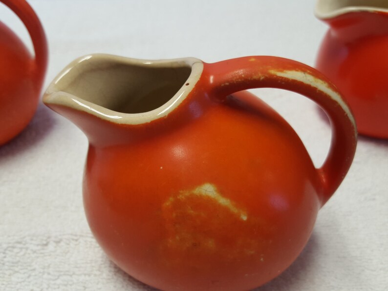 Ceramic Pitchers, Three Small Red, One With a Decal - Etsy