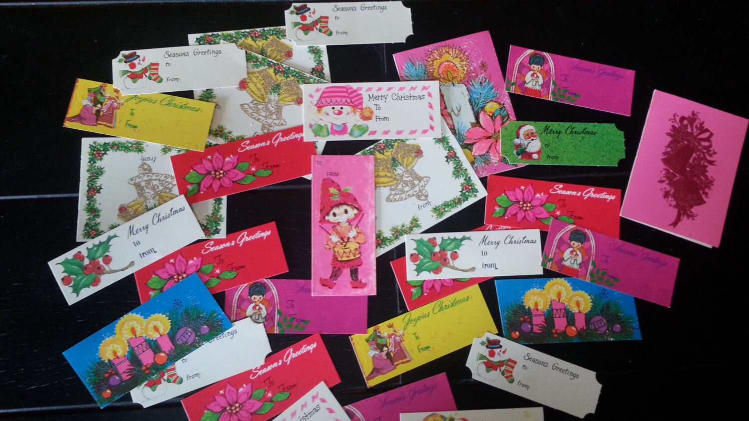Vintage Christmas Gift Cards From the 1960's and 1970's, Assortment of ...