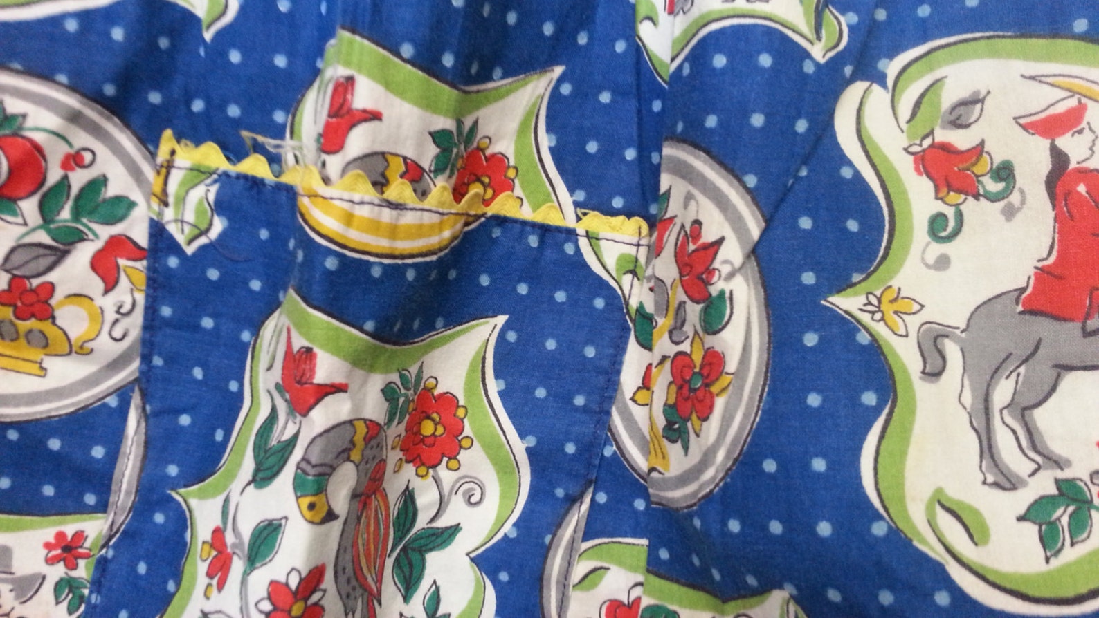 Apron Vintage 1950's Dutch Print Half Apron With - Etsy