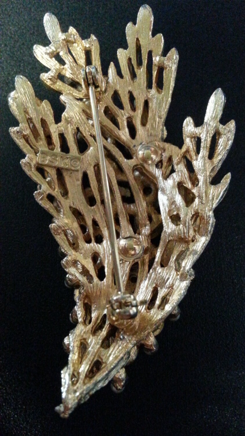 Brooch Stunning With Shiny Green Rhinestones and Pearls on a - Etsy