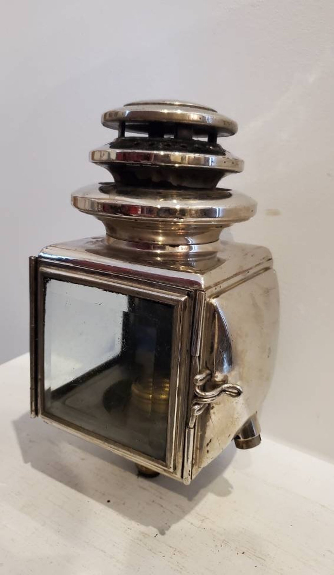 Antique Auto Lamp C.M. Hall Co Model 144E Chrome Casing Beveled Glass ...