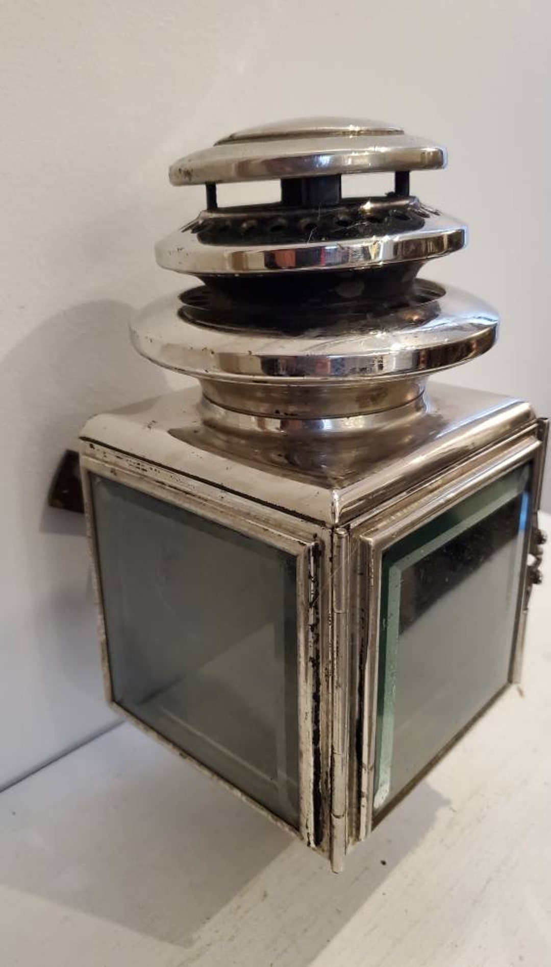 Antique C.M. Hall Auto Lamp, Beveled Glass, Detroit USA - Etsy