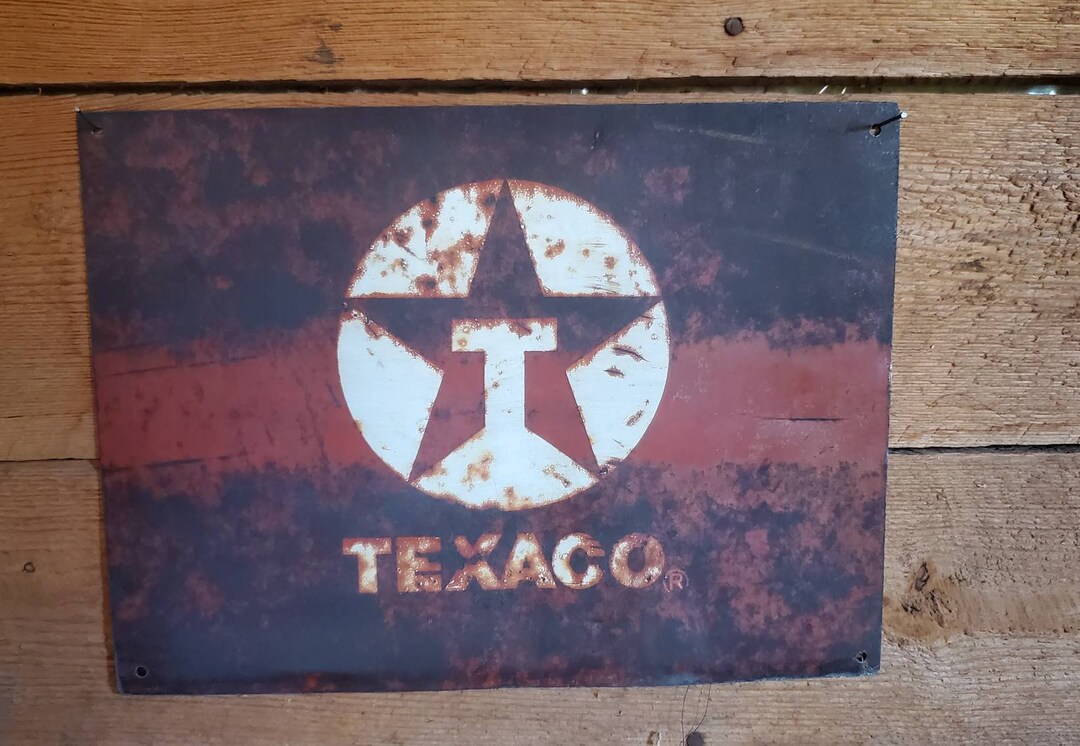 Rustic Texaco Sign, Red Metal Gas Pump Plate, Man Cave Decor - Etsy