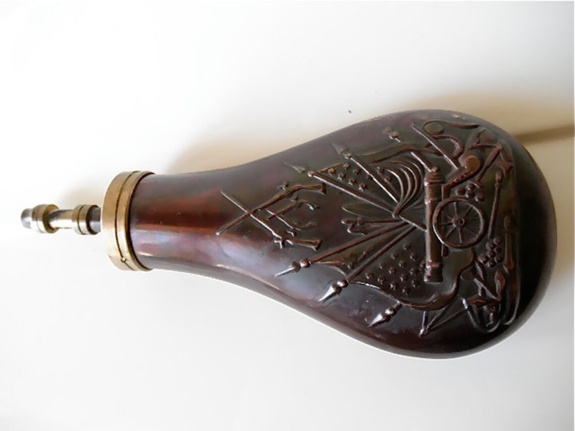 American CIVIL WAR Gun Powder Flask Copper with Brass Top Made | Etsy