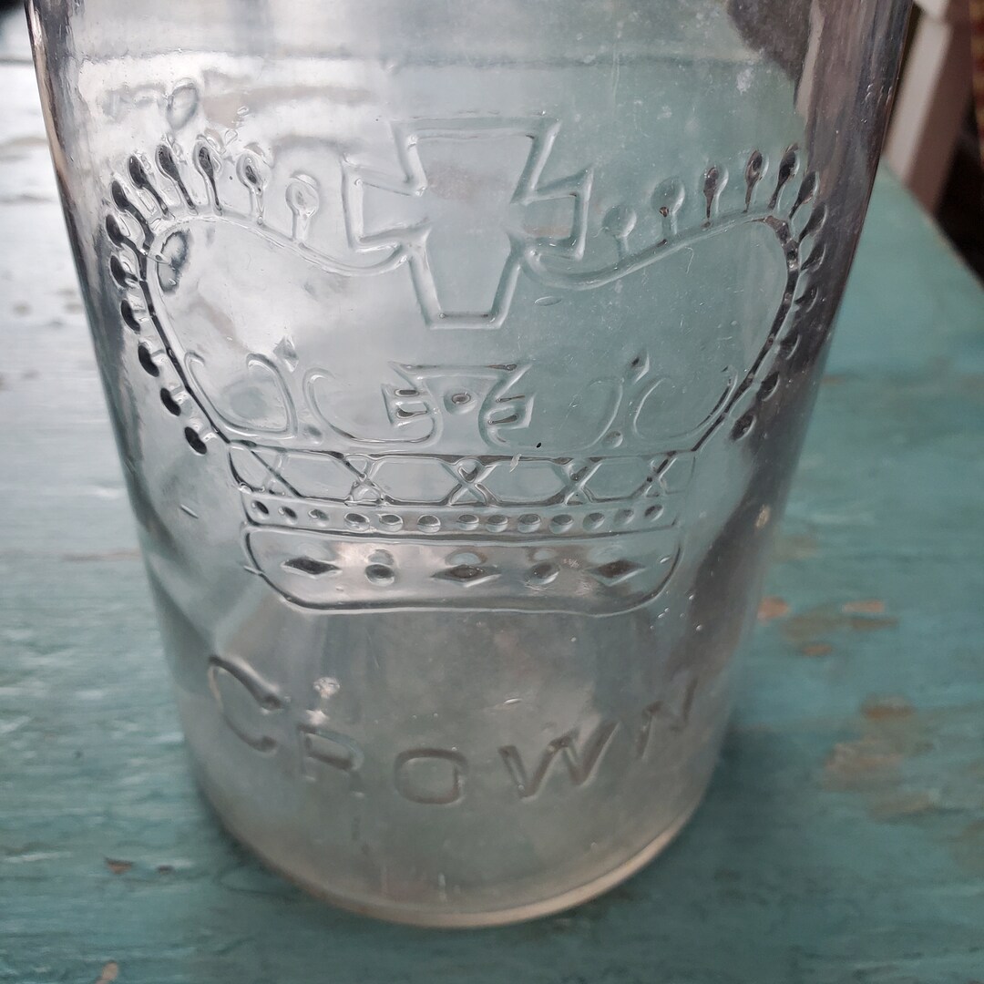 Rare Crown Mason Jar Overseal Ground Lip Square O 64 Ozs Half Gallon ...