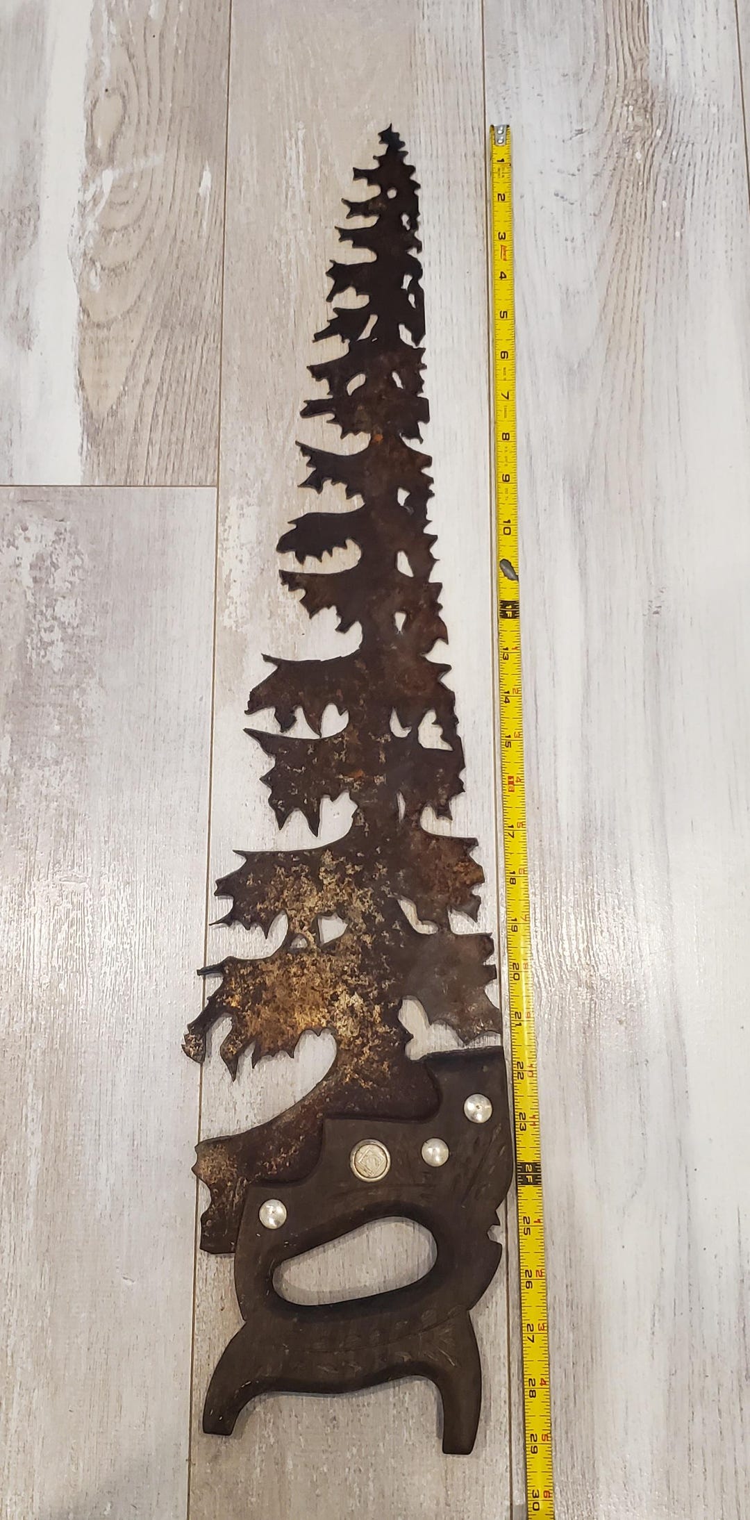Rustic Pine Tree Art Saw Carpenter Tool Home Decor Cabin Country ...