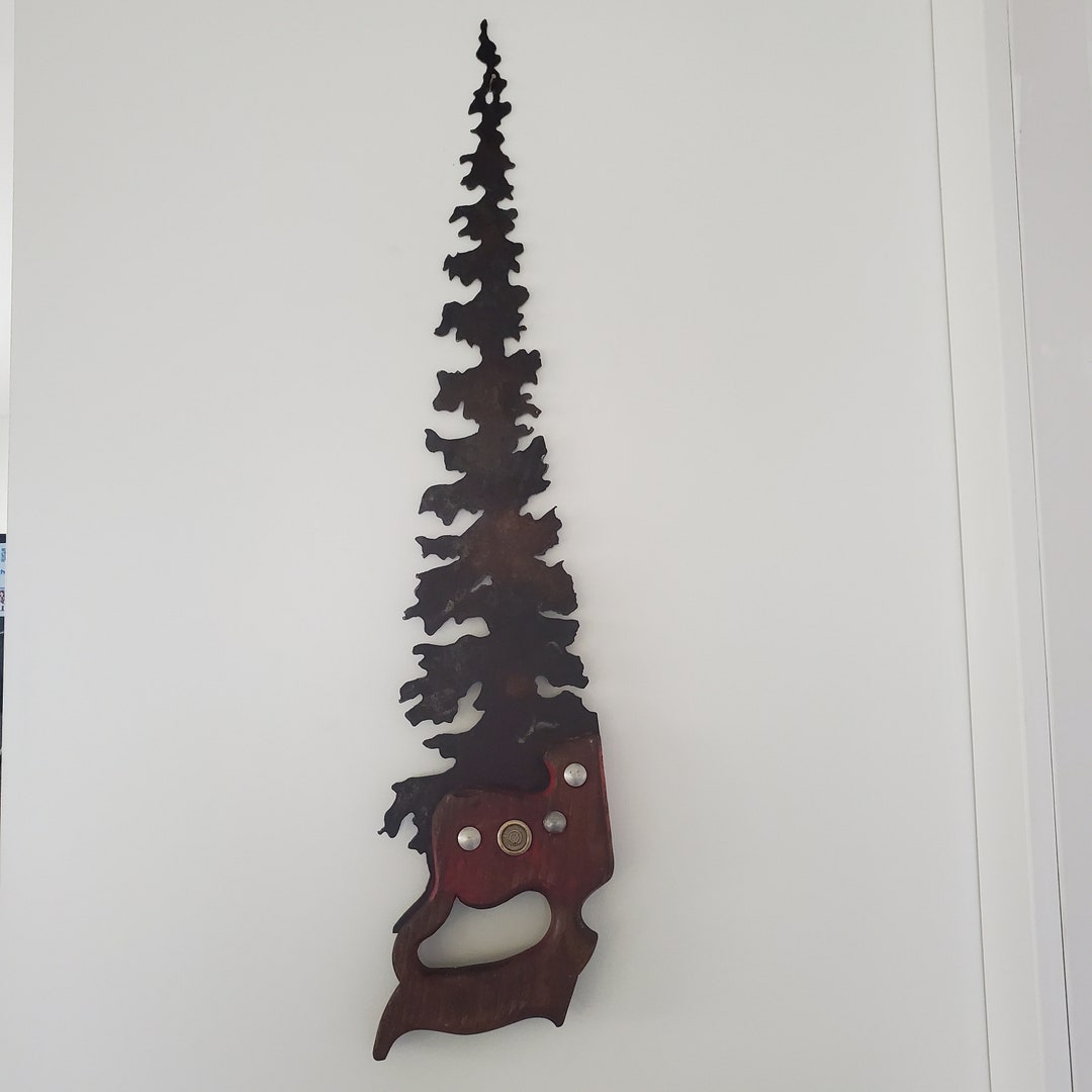 Rustic Pine Tree Art Chippy Red Handle Unisex Gift Holiday - Etsy