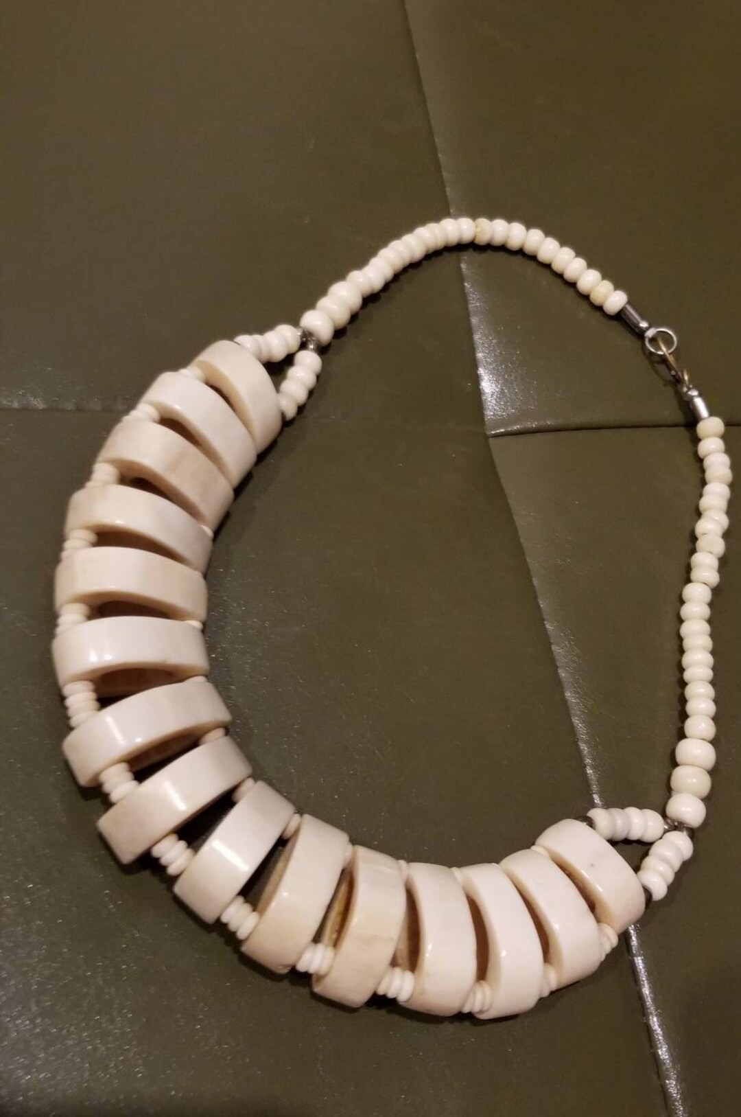 Beautiful Bone Choker Style Beaded Necklace Bold Primitive Shaman ...