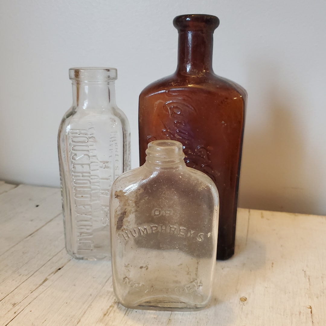 Antique Pharmaceutical Medicine Bottles Trio Lot Collectibles New York ...