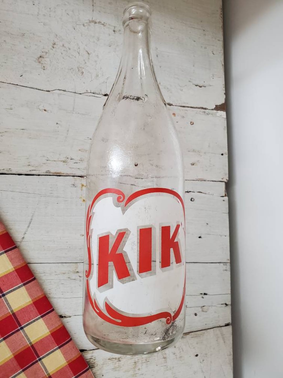 Vintage 1950s KIK Soda Bottle, 30 Oz, Advertising Collectible Glass Pop ...