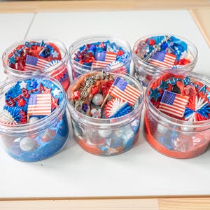 Patriotic Playdough Jars, Kids Sensory Kit, Gifts for Kids, Patriotic ...