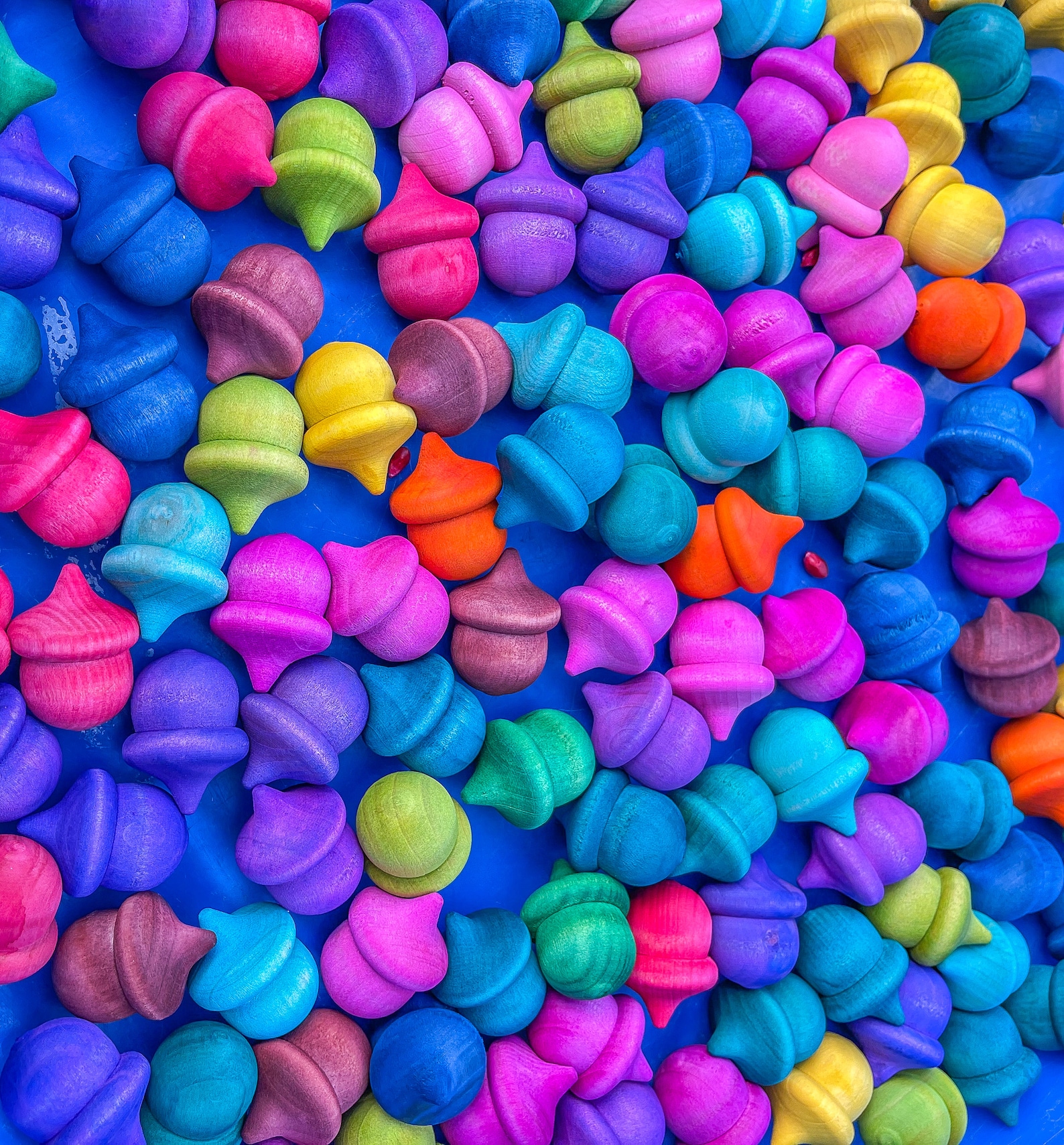 15 Colored Wooden Acorns, Sensory Tools, Sensory Bin Tools, Montessori ...