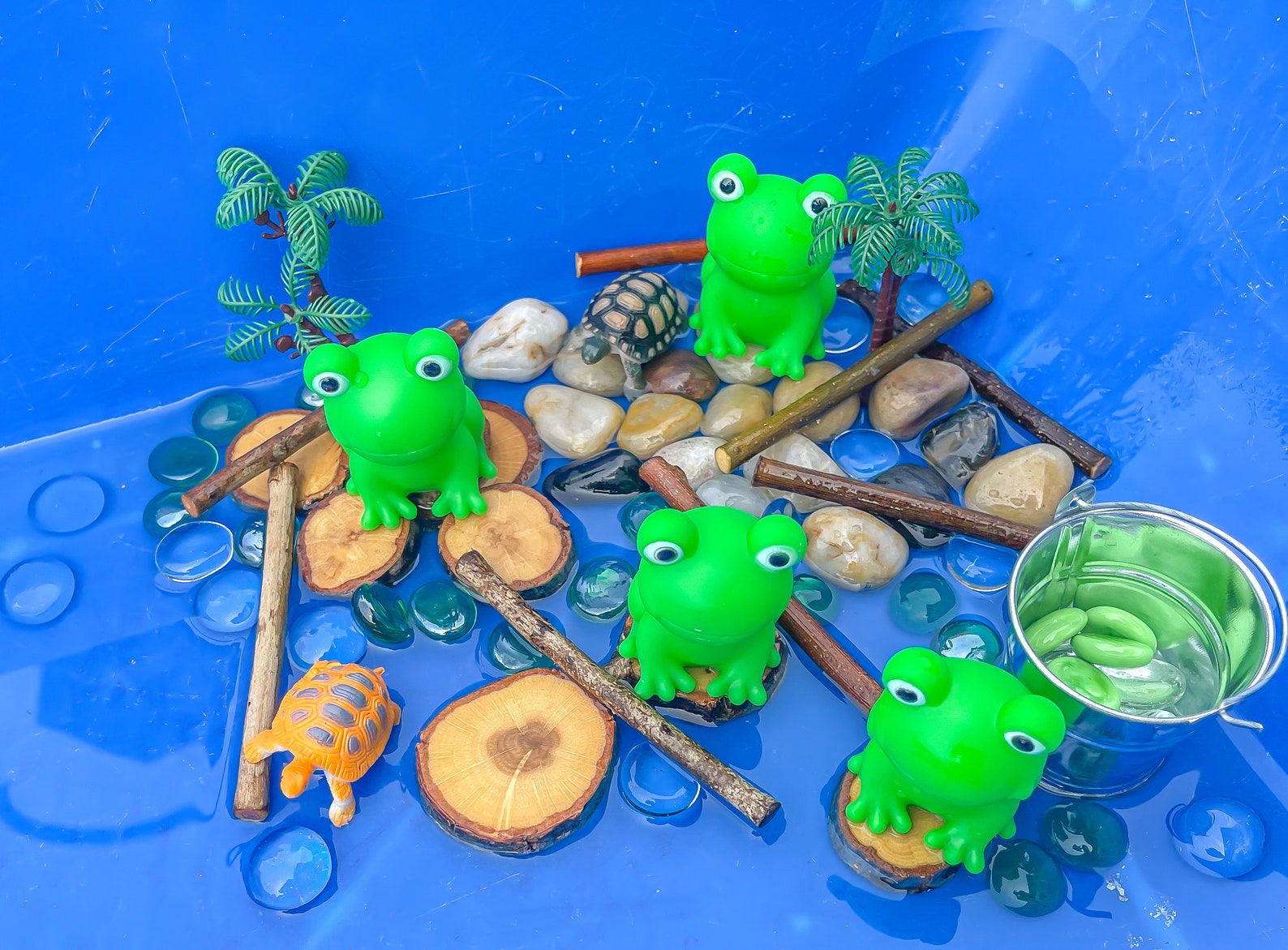 4 Green Frog Sensory Bin, Spring Sensory, Summer Sensory, Taste Safe ...