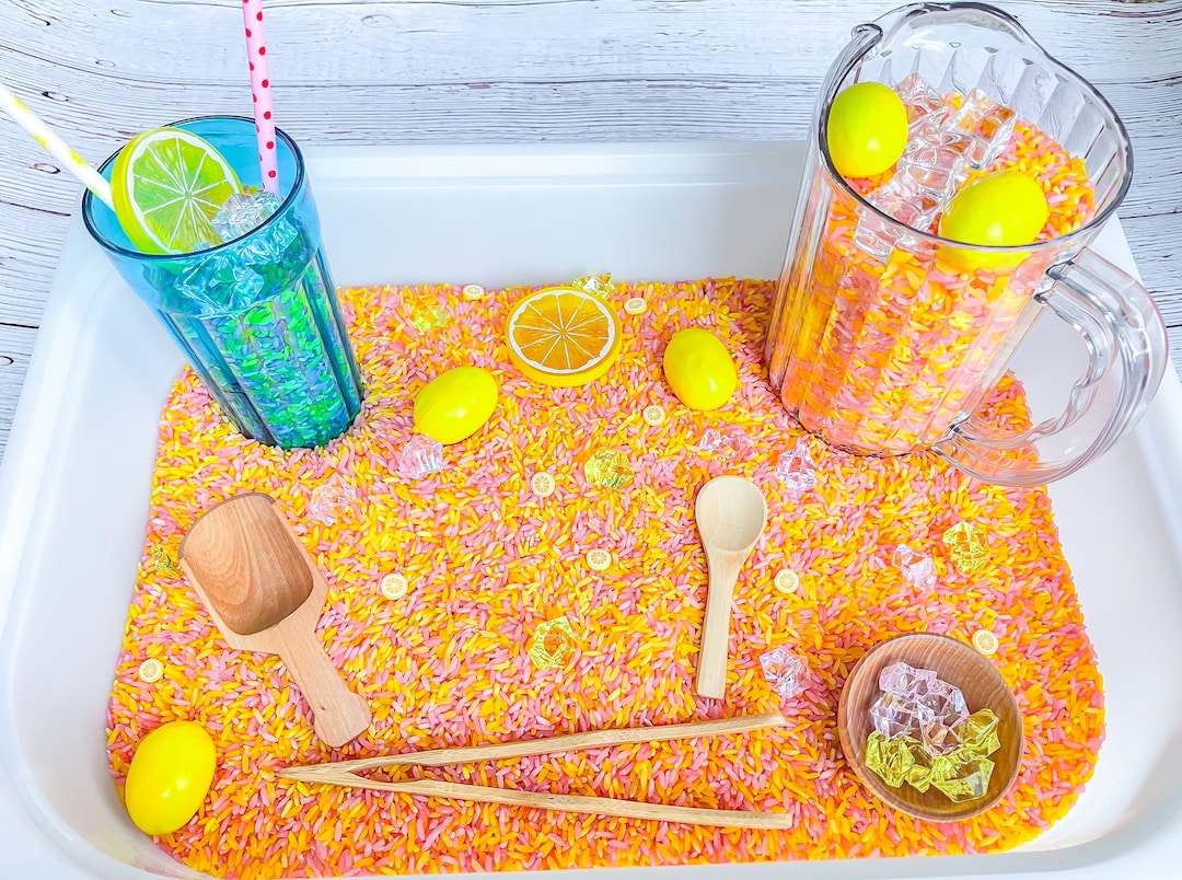 Lemonade Sensory Bin, Lemonade Sensory, Summer Sensory Bin, Taste Safe ...