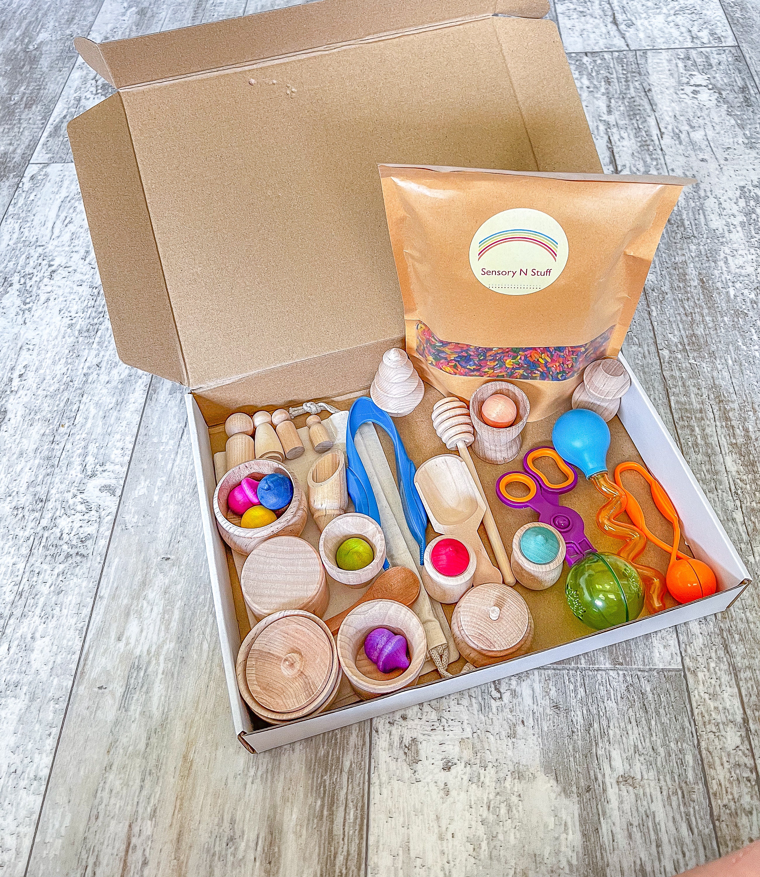 FULL Large Sensory Starter Set, Large Wooden Sensory Bin Tools ...