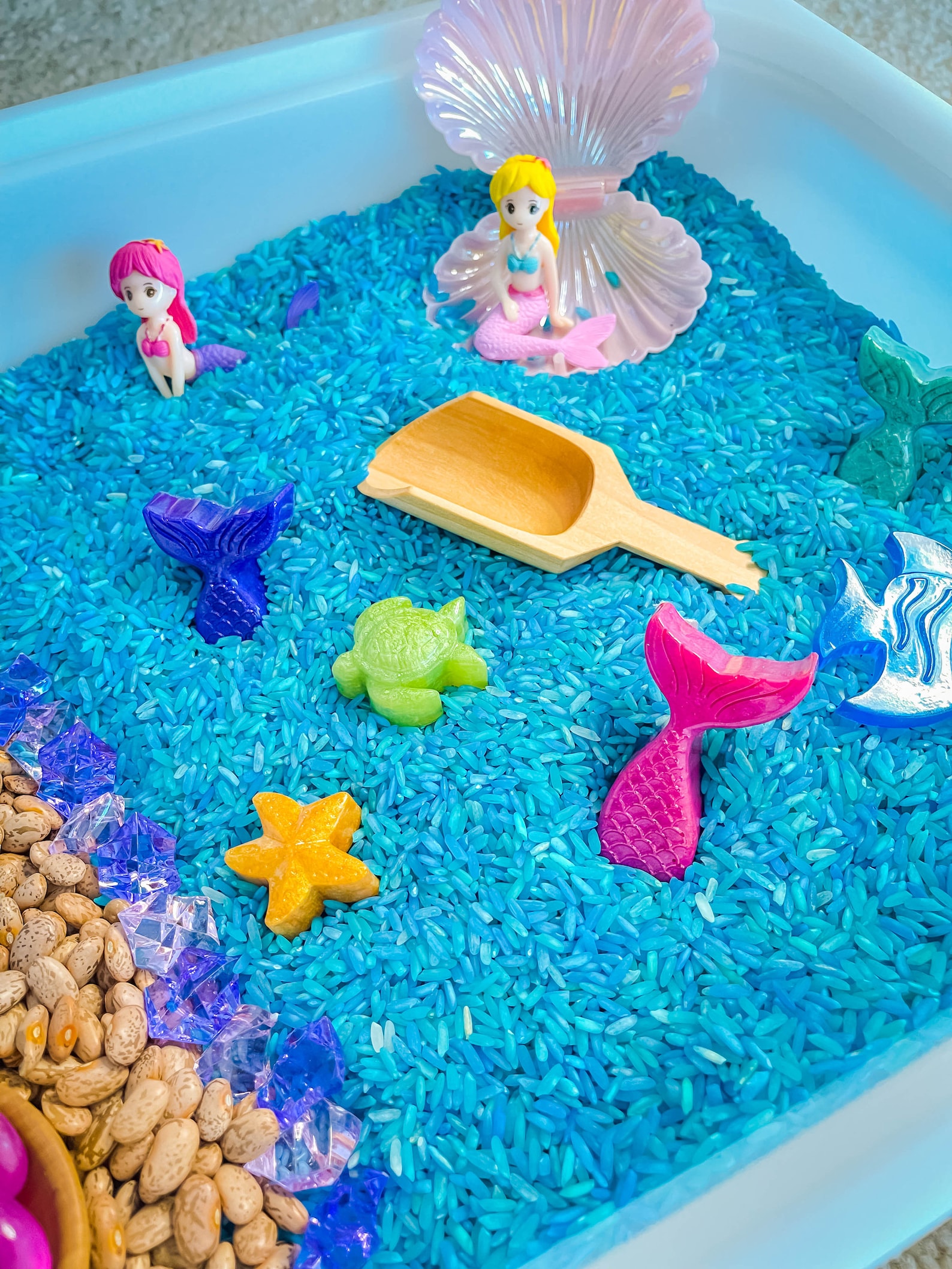 Mermaid Sensory Bin, Mermaid Sensory, Taste Safe, Montessori, Ocean ...