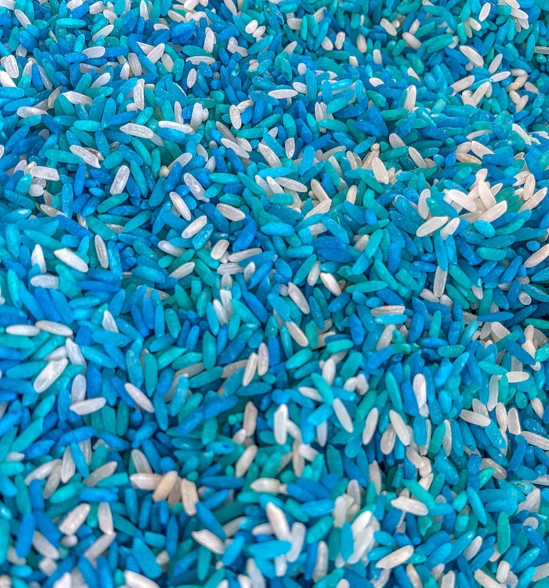 Blue Mix Sensory Rice Sensory Bin Filler Colored Rice | Etsy