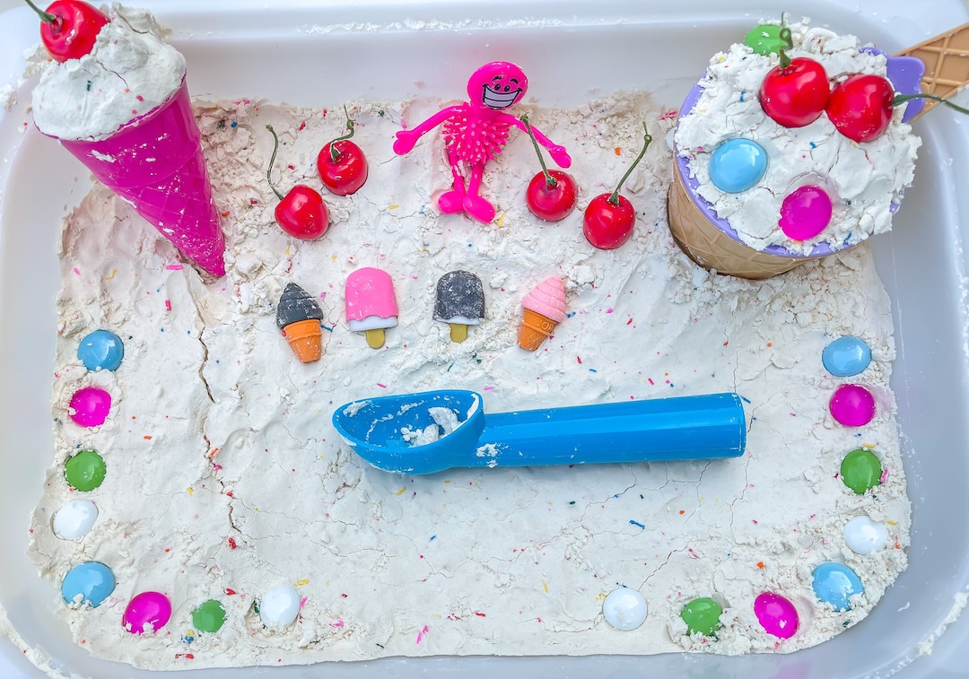 Ice Cream Cloud Dough Sensory Bin, Summer Sensory Bin, Ice Cream ...