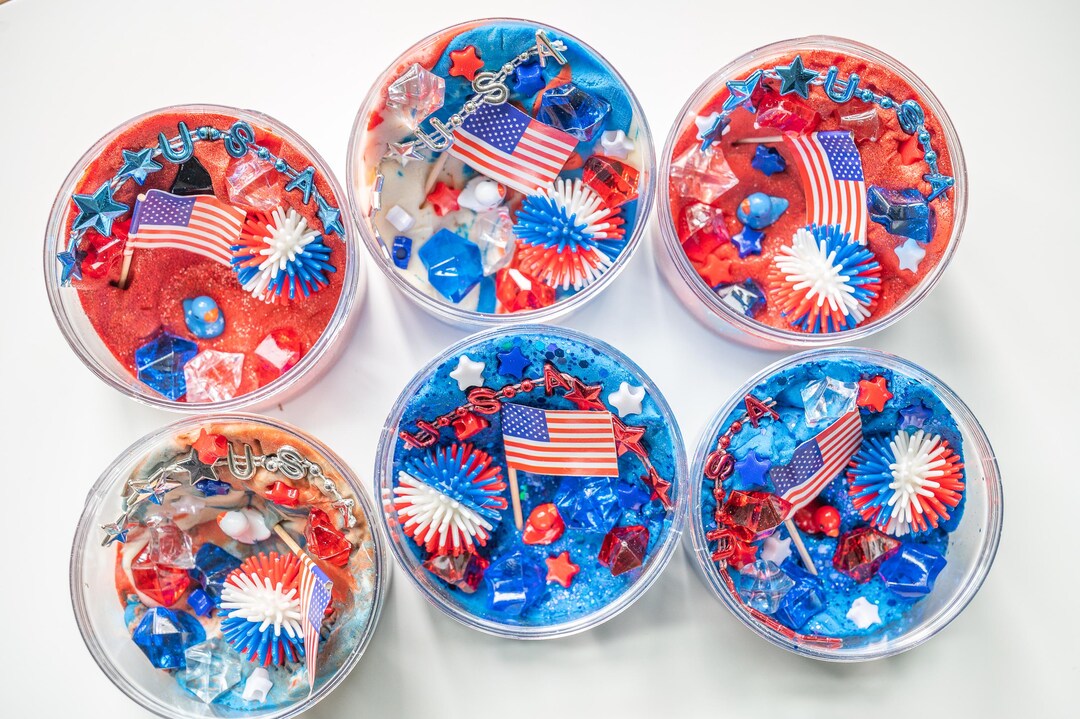 Patriotic Playdough Jars, Kids Sensory Kit, Gifts for Kids, Patriotic ...
