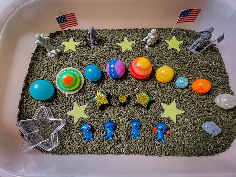 Outer Space Sensory Bin, Space Sensory, Taste Safe, Montessori, Space ...