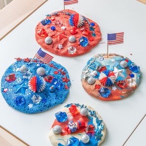 Patriotic Playdough Jars, Kids Sensory Kit, Gifts for Kids, Patriotic ...