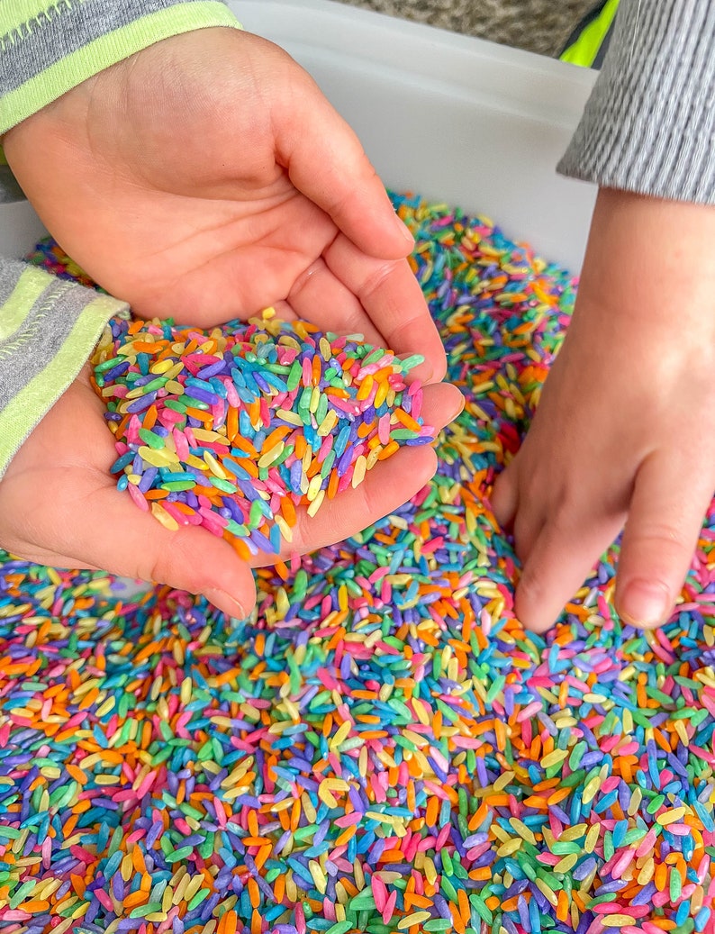 Rainbow Rice Sensory Bin Filler Colored Rice Sensory Play - Etsy